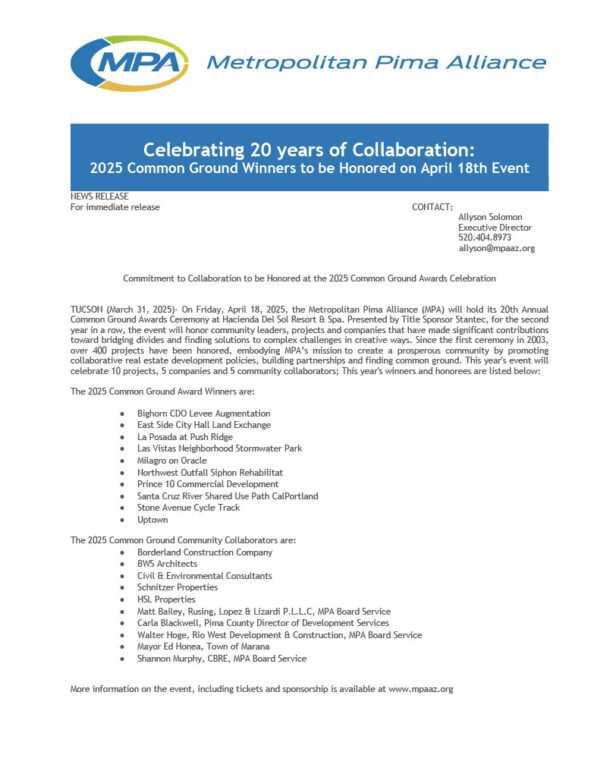 Common Ground Awards 2025 | Metropolitan Pima Alliance